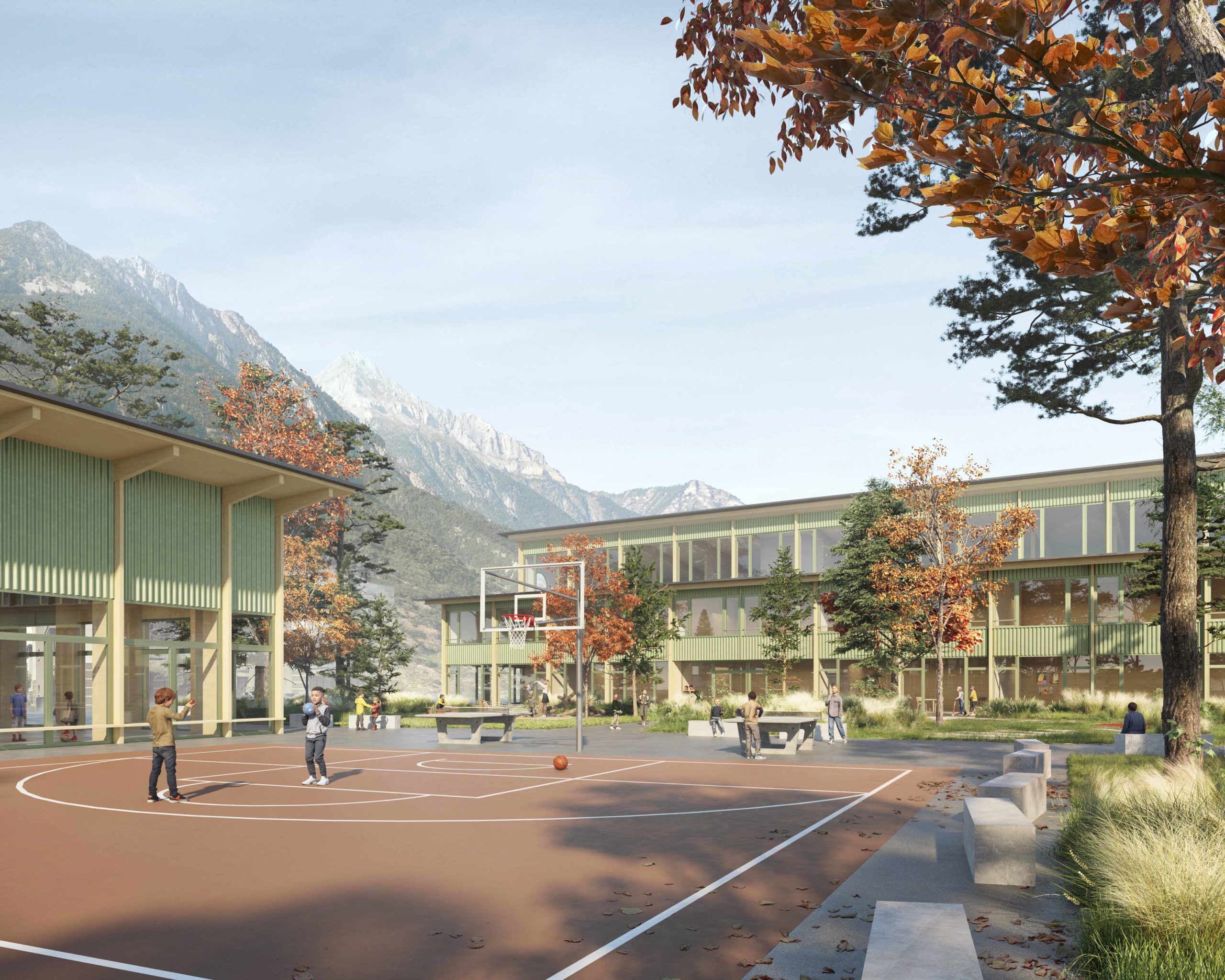 Construction d'un complexe scolaire durable au bord de la Dranse